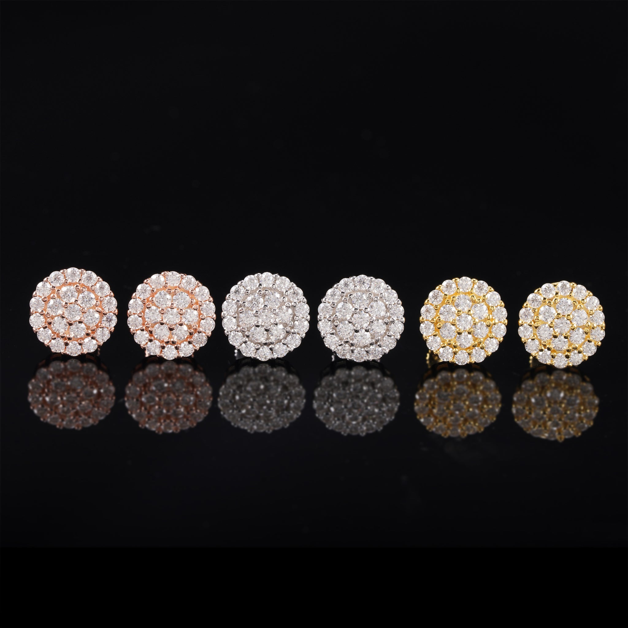 Micro Pave Iced Out VVS Moissanite Diamond Circle Round Earrings For M