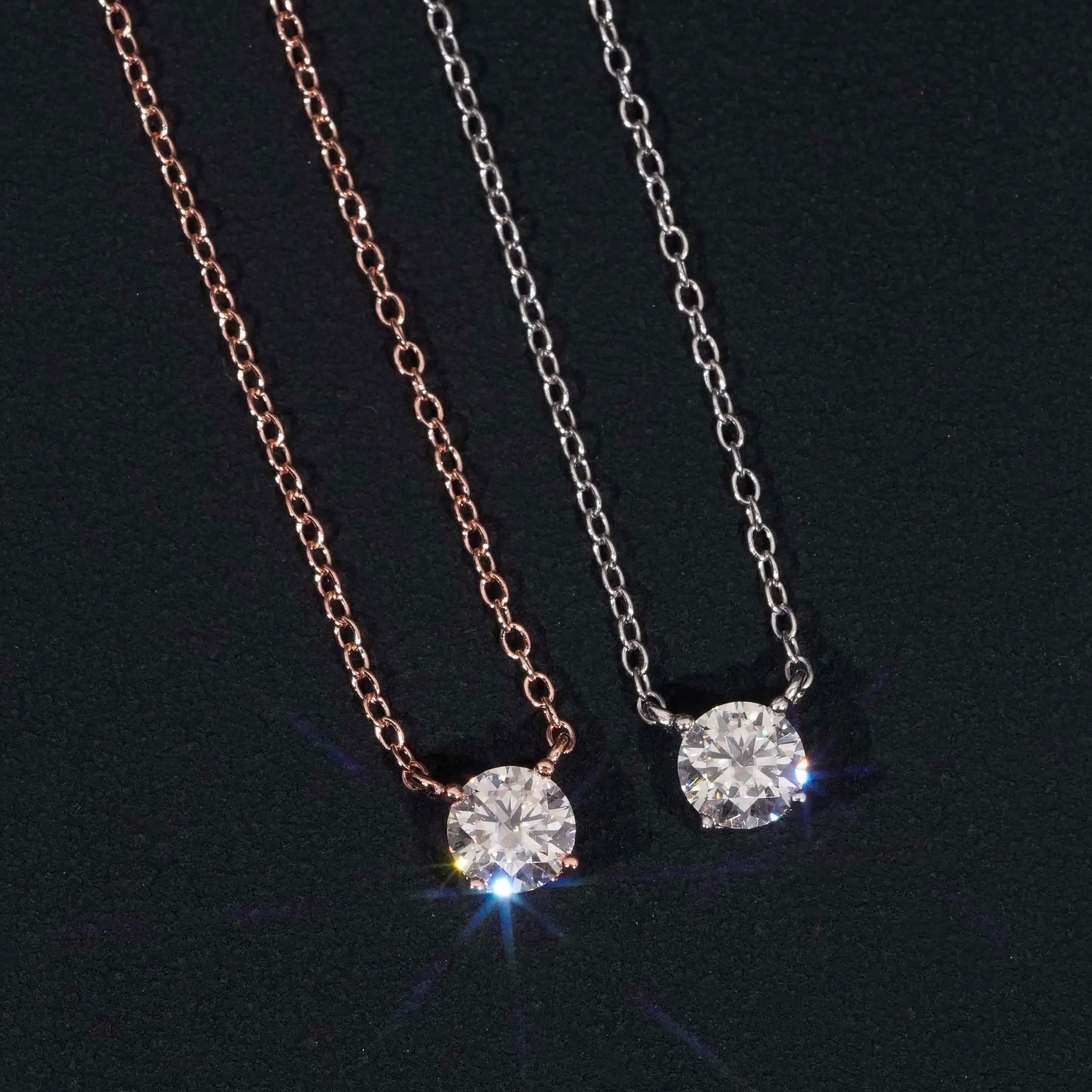 Sterling Silver 925 0.5 Ct Single Stone Solite Moissanite Diamond Neck