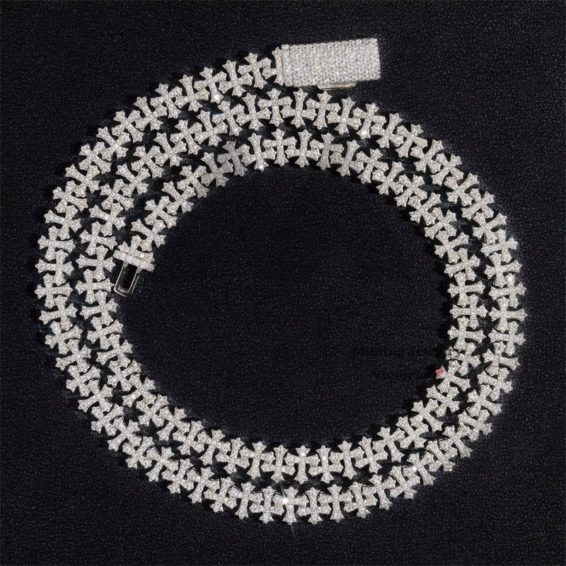 8MM Fully Iced Out Chrome Heart Style Cuban Link Chain VVS Moissanite