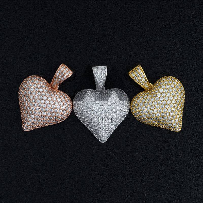 Stylish Men Fashion Iced Out Heart Pendant With Moissanite Diamond Gra