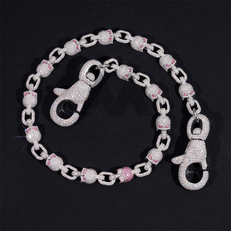 925 Sterling Silver Custom Made Skull Head Iced Out Keychain Rapper Je