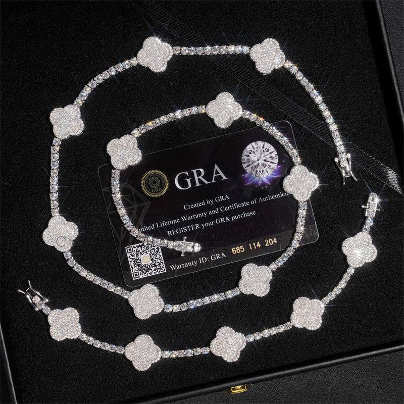 Fully Iced Out Buss Down 925 Sterling Silver 3MM Moissanite Tennis Cha ...